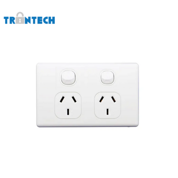 250V 10A Double GPO Slimline Socket Outlet - Trantech